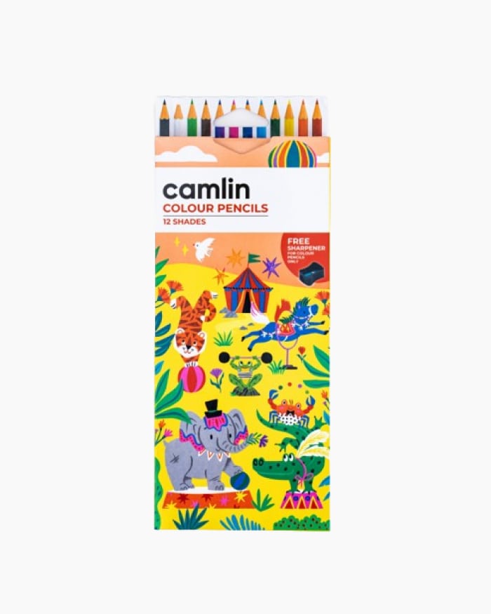 Camlin Colour Pencils Full Size Assorted 12 Shades With Sharpener ...